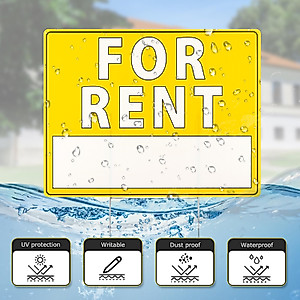 For Rent Sign with Stand Yellow 18" x 14" Double-Sided Corrugated Plastic Yards Signs with Arrow Stickers Metal Stakes for Outdoor Business House Real Estate 3 Pack