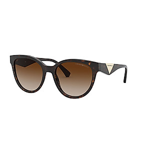 Emporio Armani Women's EA4140 Cat Eye Sunglasses, Shiny Havana/Gradient Brown, 55 mm