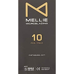 PACK Of 10 Mellie's Signature Microblading Disposable Pen - U SHAPE .18mm - Sterile - Sharp Blade & Non Slip Grip With Pigment Sponge - 18U Microblading Needles