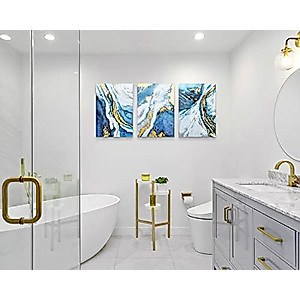 Wall Art Bedroom Gold Wall Decor Abstract Pictures for Living Room Wall Decoration Blue Paintings Large Canvas Art Framed-16''x24''x3 Artwork Decor for Office Bathroom