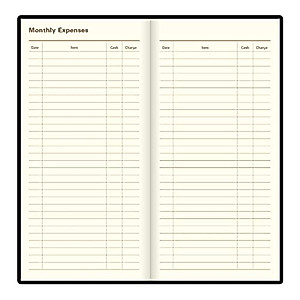 Letts of London Belgravia Weekly/Monthly Planner, 12 Months, January to December, 2024, Vertical, Slim Size, 6.625" x 3.25", Black (C33SUBK-24)