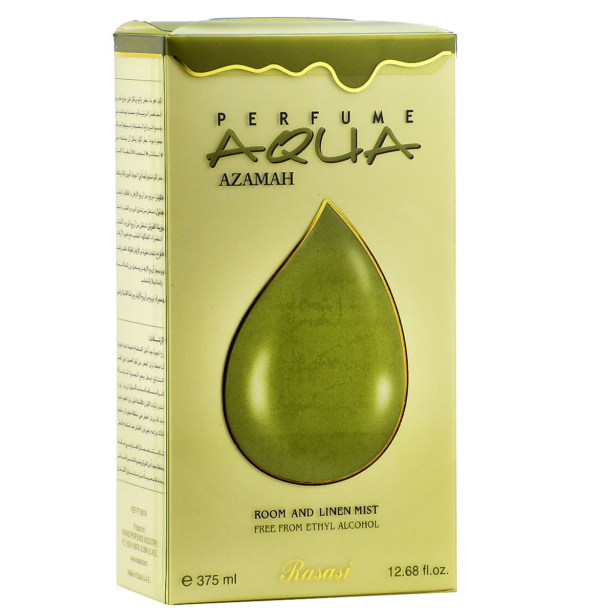 Aqua Air Fresheners - 375ml(12.7 oz) | Aromatic Essential Oil Spray | Fresh Blend of Lemon, Black Currant, Woody, Musk | Long Lasting Room Fragrance | by RASASI (Azamah)