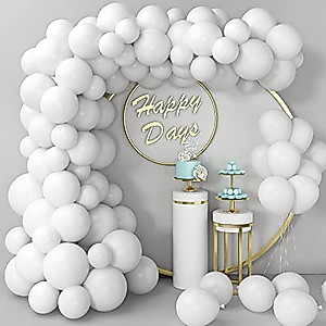 Matte White Party Latex Balloons,100 Pcs 12/10/5 Inch Matte White Balloons Different Sizes, Matte White Balloon Garland Arch Kit for Birthday Party Decorations Wedding Bridal Gender Reveal Baby Shower