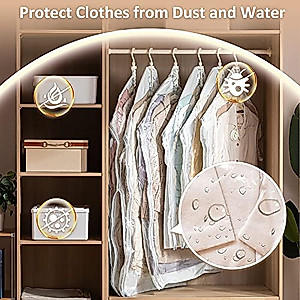 LEVERLOC Hanging Vacuum Storage Space Saver Bags for Clothes Winter Coat Garment Dress Jacket Suit Sweater Clothing Hanger Closet Organizer, Upgrade Valve Side Expandable 80% Space Save 6 Packs, 3 Long 3 Short