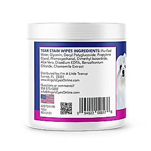Angels’ Eyes Gentle Tear Stain Wipes for Dogs and Cats | 100 ct Presoaked & Textured Eye & Face Wipes | Remove Discharge & Mucus Secretions