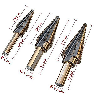 Chiloskit HSS Step Drill Bits Set for Wood and Metal Hole Saw Set Bits (3PCS)