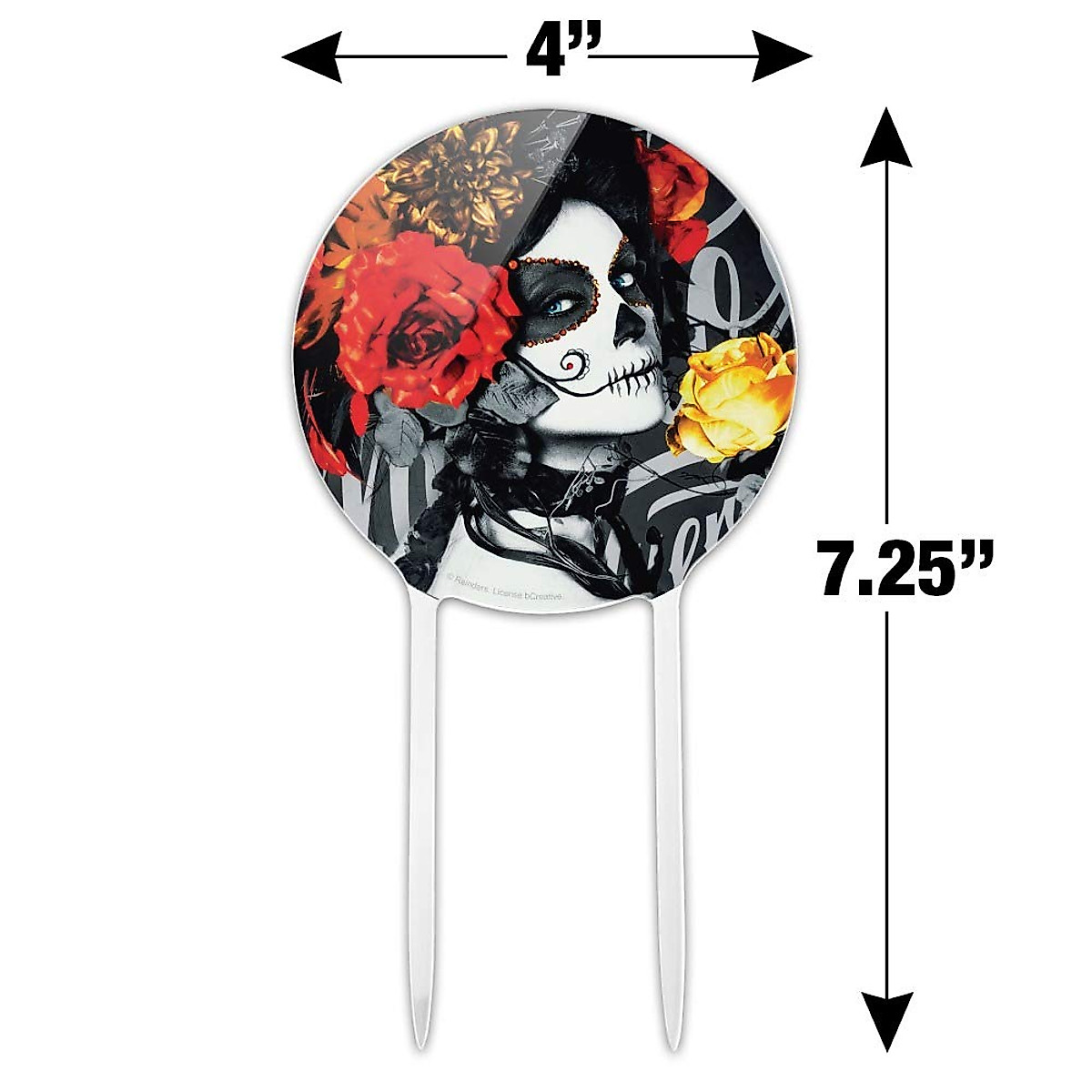 Acrylic Dia de los Muertos Day of the Dead Woman Tattoo Cake Topper Party Decoration for Wedding Anniversary Birthday Graduation