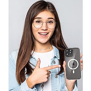 [2023 New] for iPhone 14 Pro Case with MagSafe, [Strong Magnet] [10FT Military Grade Protection] [Non-Yellowing] Magnetic Clear Slim Thin Cover for Apple 14 Pro Phone Case 6.1in (Clear-Mag Safe)