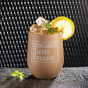 DIVERSEBEE Inspirational Gifts for Women, Men, Best Friend, Mom, Sister, Wife, Girlfriend, Boss, Coworker, Nurses, Thank You Encouragement Birthday Wine Gifts,Insulated Wine Tumbler with Lid (Latte)