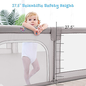 Costzon Baby Playpen, Extra Large Playard for Babies, Infant Safety Gates Indoor Outdoor, Children's Fences with Anti-Slip Suckers/Gates/Breathable Mesh Walls (75'' x 59'' x 27.5'', Grey)
