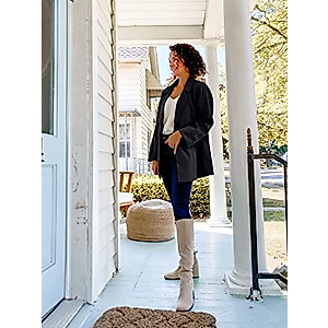 OUGES Womens Black Blazer Jackets Casual Long Sleeve Lapel Collar Work Office Blazer Jackets(Black,Medium)