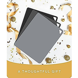 Extra Thin Flexible Cutting Boards for Kitchen - Cutting Mats for Cooking, Colored Cutting Mat Set with Easy-Grip Handles | Non Slip Cutting Sheets, Flexible Plastic Cutting Board Set of 3 (15"x12")