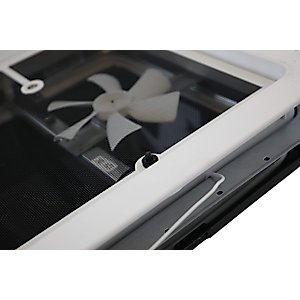 Heng's Industries Class A Customs 14" RV Roof Vent 12 Volt Powered Fan with SMOKE Wedge Style Lid - 1” Garnish Ring | 74112A