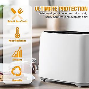 Toaster Cover 2 Slice, 2 Pack Toaster Covers, 4.09x10.78in Silicone Toaster Lid Bread Washable Machine Cover Toaster Oven Cover Kitchen Appliance Covers (Black)