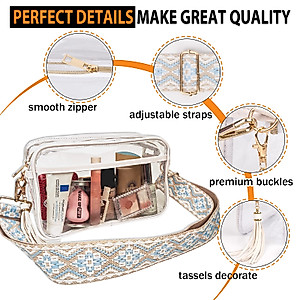 XSUIOY Clear Bag Stadium Approved with Guitar Strap,Clear Crossbody Backpack Transparent Casual Chest Daypack for Women & Girls,Perfect for Hiking Stadium or Concerts(white)