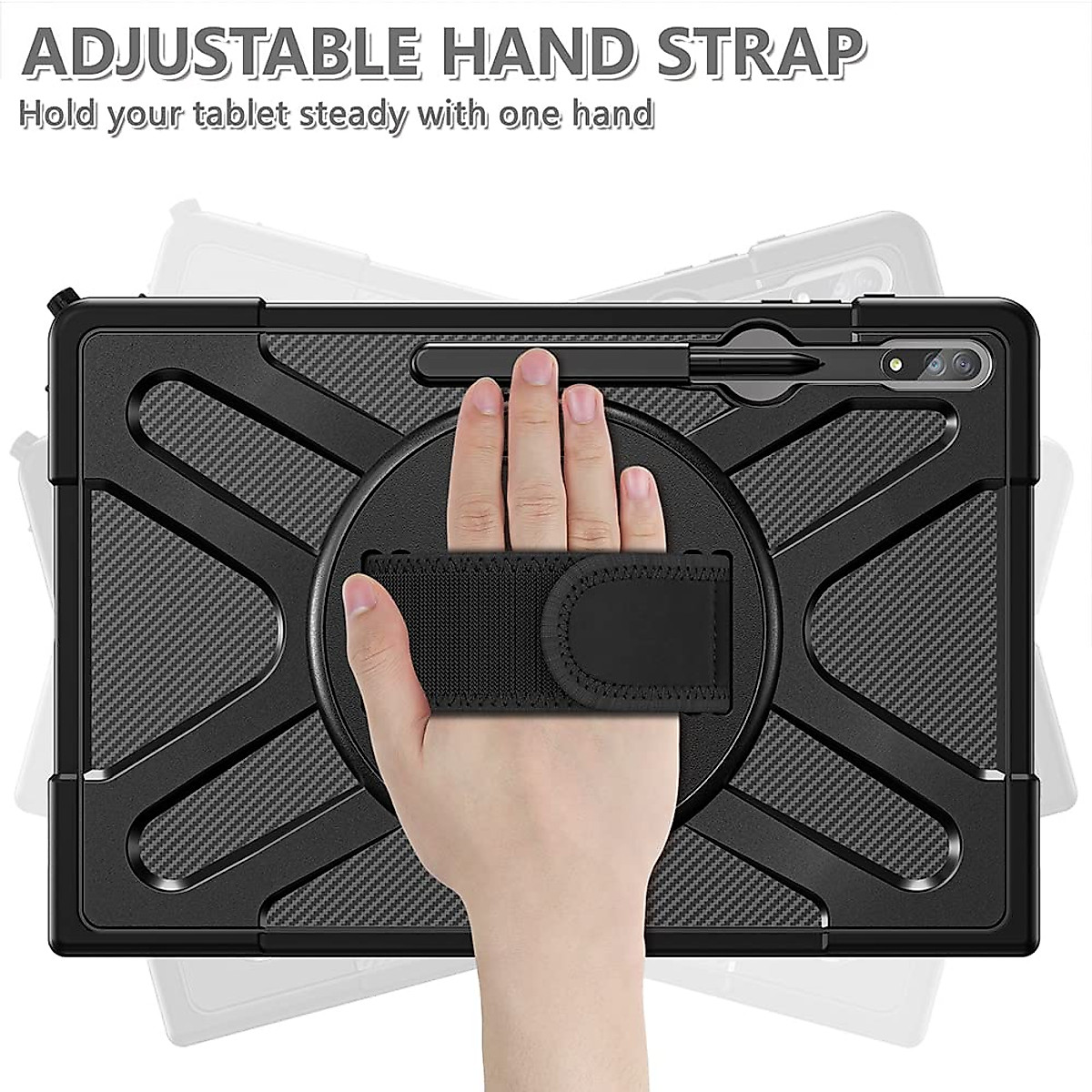 ZenRich Samsung Galaxy Tab S10 Ultra 2024 /S9 Ultra 2023 /S8 Ultra 2022 Case 14.6 inch with S Pen Holder, Shockproof Rugged Case with [360 Degree Rotatable Kickstand][Hand Strap]