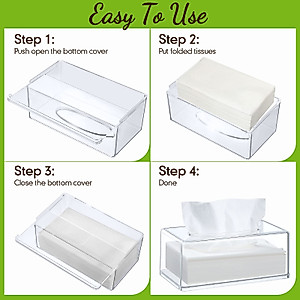 Mimorou 4 Pieces Acrylic Tissue Box Cover Rectangular Clear Tissue Holder Tissue Dispenser Facial Tissue Holders Dryer Sheet Box for Office Home Bathroom Restaurant Vanity