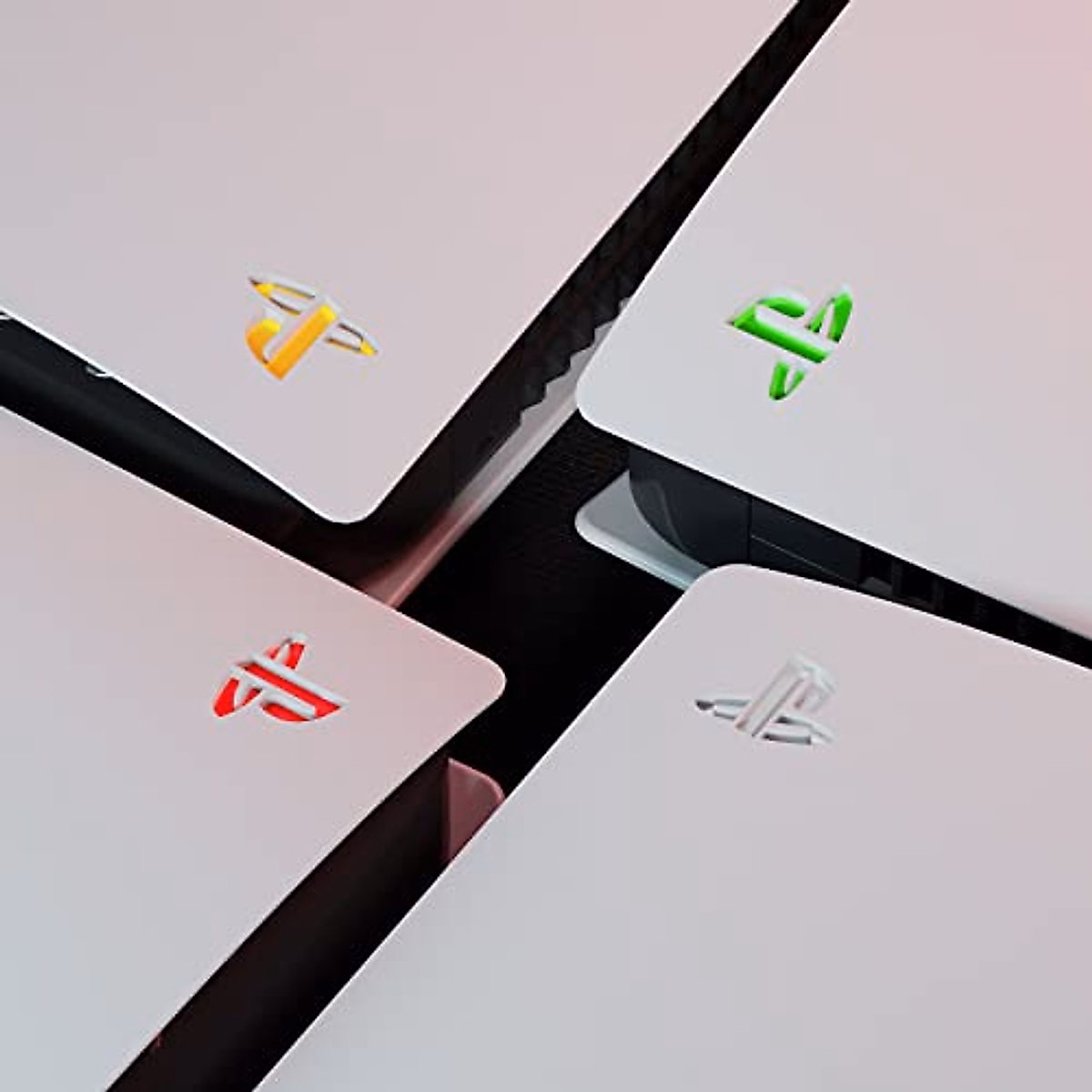 PlayVital Custom Vinyl Decal Skins for ps5 Console, Logo Underlay Sticker for ps5 Console Disc Version & Digital Version - 8 Chrome Shiny Colors & 4 Gradient Styles