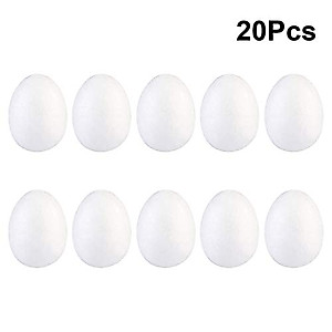 Amosfun 20pcs Eggs Egg Foam styrofoam Easter White Crafts Hide Squeak and for- Painting Egg DIY Easter Decor Solid Egg for- Kid Festival Craft (White, 6cm)