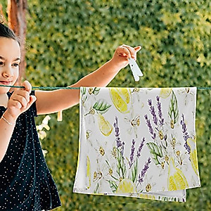 Kigai Lavender Lemon Hand Towels Set of 2, Highly Absorbent Soft Towel Decorative Hand Towel for Kitchen and Bathroom 14x28 Inch