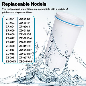 Water Filters Replacement Compatible with Zero Pitcher and Dispenser ZR-004 ZP-006 ZR-017 ZR-001 ZD-013 ZS-008 Filter System Replacement Reduce Bad Taste, Odor, Lead, Chlorine, and PFOA/PFOS (2 Packs)