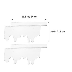 Cabilock 2pcs Acrylic Floating Shelves, Wall Mounted Bookshelf Cosmetic Rack Transparent Hanging Shelves Small Clear Shelf Goblincore Room Decor for Bedroom Living Room Bathroom Office