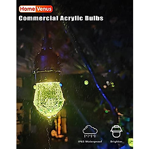 HVS Smart Outdoor String Lights LED 48Ft Color Changing RGBW Patio String Lights Infinite Connectable APP Control 2.4GHz WiFi Waterproof 24 Acrylic Work with Alexa Google for Party Outside Café