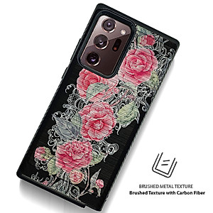 CasesOnDeck Slim Case Compatible with [Samsung Galaxy Note 20 Ultra / Note20 Ultra] [Brushed Armor] Hybrid Design Case and Dual Layers (Pink Rose Stream)