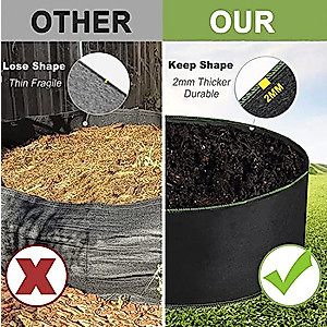 LINERY 1-Pack 50 Gallon Planting Bag Black Heavy Duty Thickened Large Capacity Upgrade Hemming Process Grow Bag with Handles Non-Woven Fabric Plant Pots (【1-50 G】)