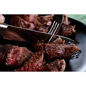 DURA LIVING 4-Piece Serrated Kitchen Steak Knife Set – Forged High Carbon Stainless Steel, Ultra Sharp, Ergonomic Black Handles, Durable Dinner Knives, Cream Handle