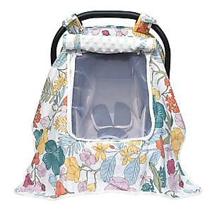 Baby Carseat Cover for Girls Boys, Yoinnt Infant Car Seat Canopy Cover for Babies, Universal Carrier Cover with Breathable Mesh Peep Window for Newborn, Suitable for All Seasons