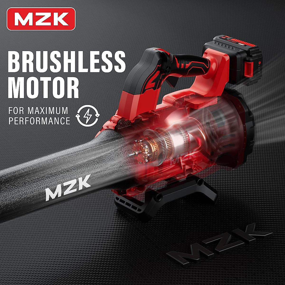 MZK 20V Brushless Leaf Blower, 600CFM Blower Cordless with 4.0Ah Battery and Fast Charger, Lightweight Blower for Lawn Care, Yard, Driveway