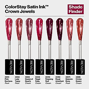REVLON ColorStay Satin Ink Crown Jewels Liquid Lipstick, Longlasting & Waterproof Lipcolor, Moisturizing Creamy Formula Infused with Black Currant Seed Oil, 037 Majestic Rose, 0.17 fl oz.