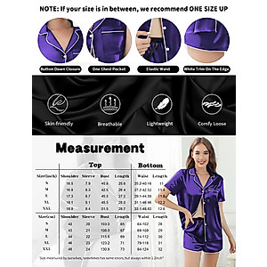Lanyoshe Silk Pajamas for Women Satin Womens PJ Set 2 Piece Short Lounge Set Summer Sleepwear Notch Collar Button-Down Night Wear (Purple, M)