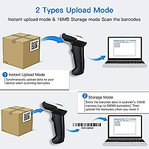 Eyoyo Wireless 2D QR Barcode Scanner with Stand, Bluetooth & 2.4G Wireless & USB Wired Handheld Barcode Reader with 1D 2D Screen Scanning Auto Sensing Connect Smart Phone Tablet PC
