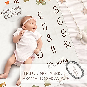 ZICOTO Modern Baby Milestone Blanket - Beautiful Woodland Friends Design for Personalized Monthly Baby Pictures - Cherish Your Adorable Babys Boy Or Girl Milestones Forever