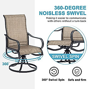 VONZOY Patio Swivel Chairs Set of 2, High Back Outdoor Dining Chair with Textilene Mesh Fabric for Lawn Garden Backyard