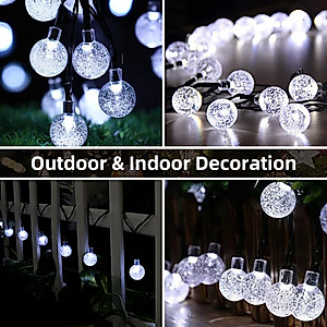 Solar Garden Lights 35FT 60LED Crystal Globe Solar String Lights, 8 Modes Waterproof String lights Outdoor, Solar Lights Outdoor for Garden,Yard,Patio,Wedding,Home party,Christmas,Decoration. (White)