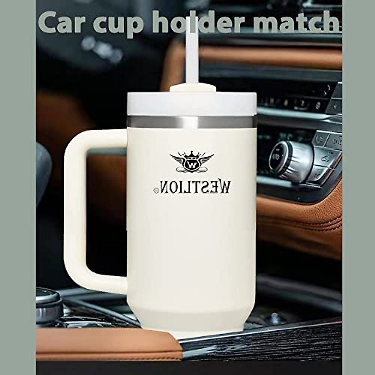 westlion 40 oz Tumbler with Handle, H2.0 FlowState Stainless Steel Vacuum Insulated Tumbler with Lid and Straw for Water, Iced Tea or Coffee, Smoothie and More (fog-a)