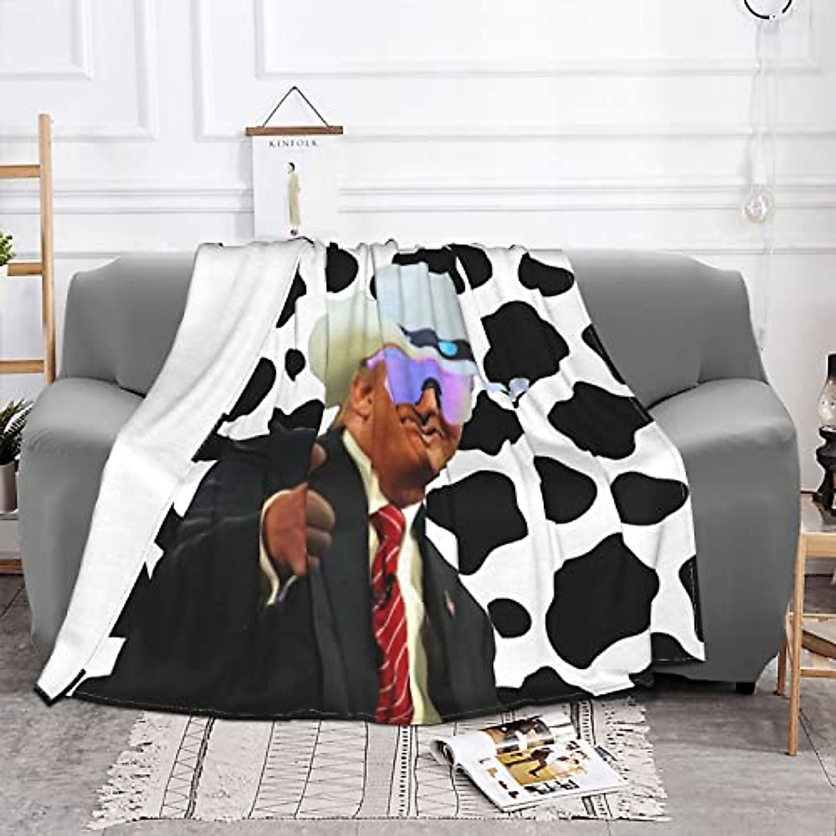 Cow Print Cowboy Blanket Throw Blanket Ultra Soft Blankets Warm Lightweight Flannel Blanket 50"x40"