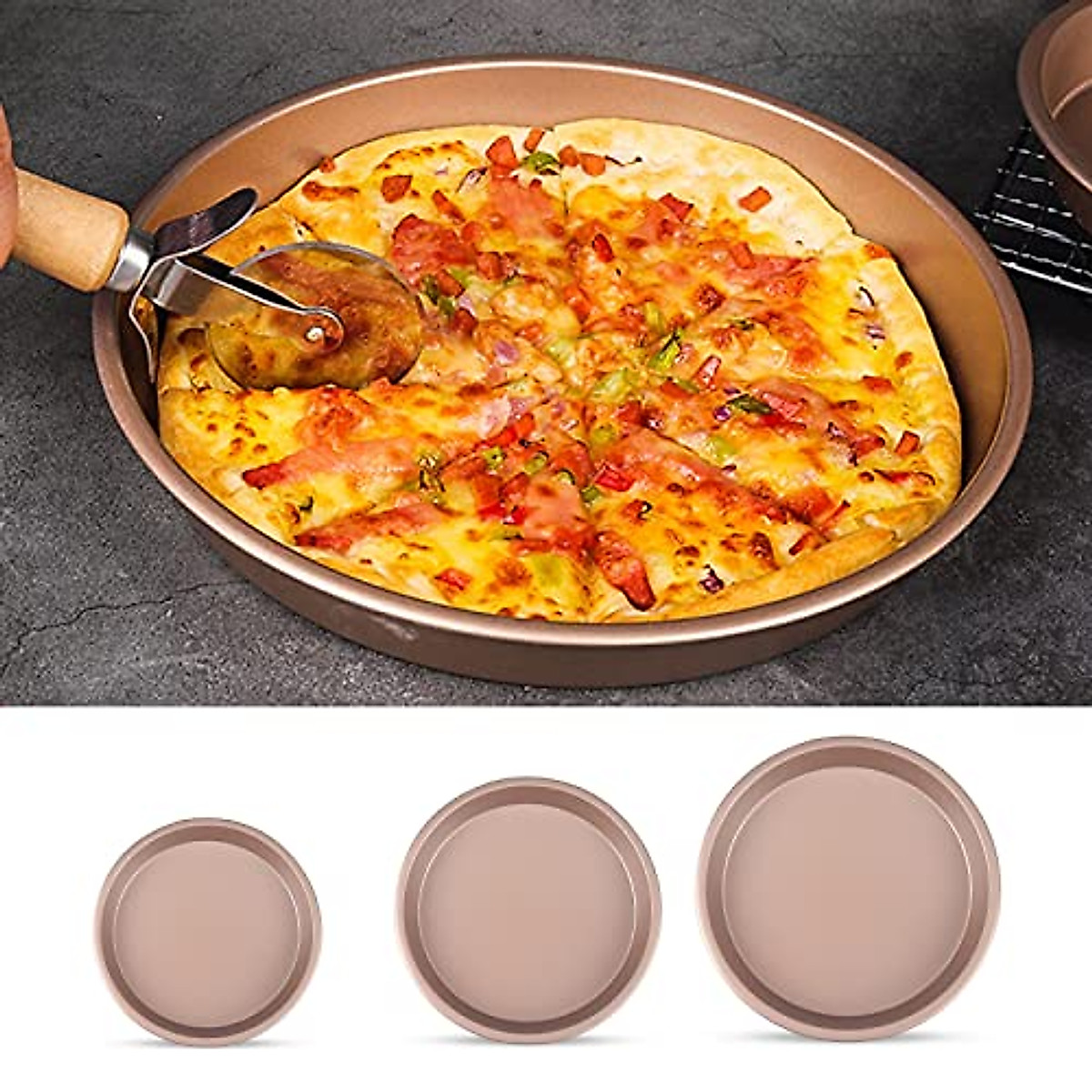 6/8/10in Non-Stick Baking Tray Pizza Pan Thickened Carbon Steel Bread Cake Mold Round Kitchen Baking Accessory Bakeware Round Deep-dish Plates Pans