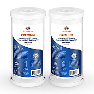 Aquaboon 10" x 4.5" 2 Pack Whole House Water Filter Cartridge 5 Micron - Sediment and Carbon Water Filter Cartridge Replacement Сompatible with GE FXHTC, GXWH35F, GXWH30C, GXWH40L, WHKF-GD25BB