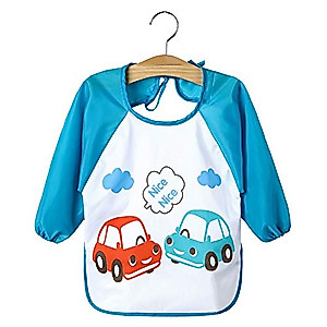 HAIMOBURG Set of 5 Color Long Sleeved Baby Bibs Toddler Waterproof Sleeved Bib 9-36 Months
