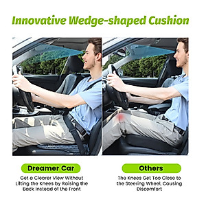 Wedge Car Seat Cushion for Driving Broaden Vision by Raised Back- Soft Dense Memory Foam Car Seat Cushion for Car Seat Driver/Passenger Offer Comfort and Relief for Sciatica,Hip,and Coccyx Pain(Black)