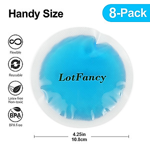 LotFancy Ice Pack for Injuries Reusable, 8 Small Gel Heating Cooling Pads with Cloth Backing, Hot Cold Therapy for Eyes After Surgery, Face, Breastfeeding, Wisdom Teeth, Jaw, Headache, Sinus Relief