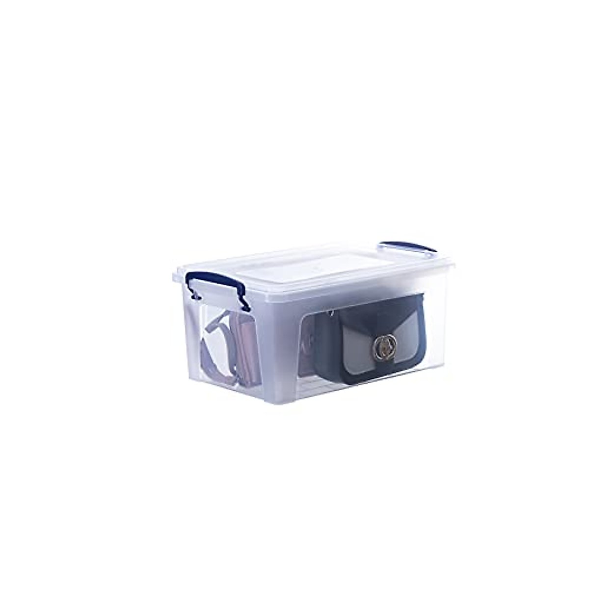 Superio Clear Storage Bin with Lid, Stackable Plastic Deep Storage Latch Box with Snap Lock Closure (9.5 Quart)