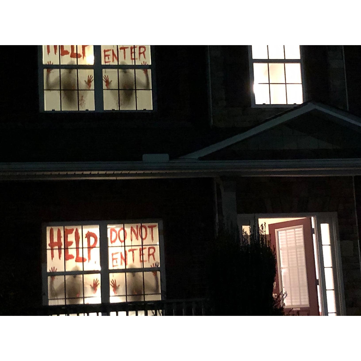 Angmart 2PCS Halloween Giant Bloody Window Posters Window Clings Party Decoration Haunted House Door Cover Creepy School Dormitory Window 60" x 60"