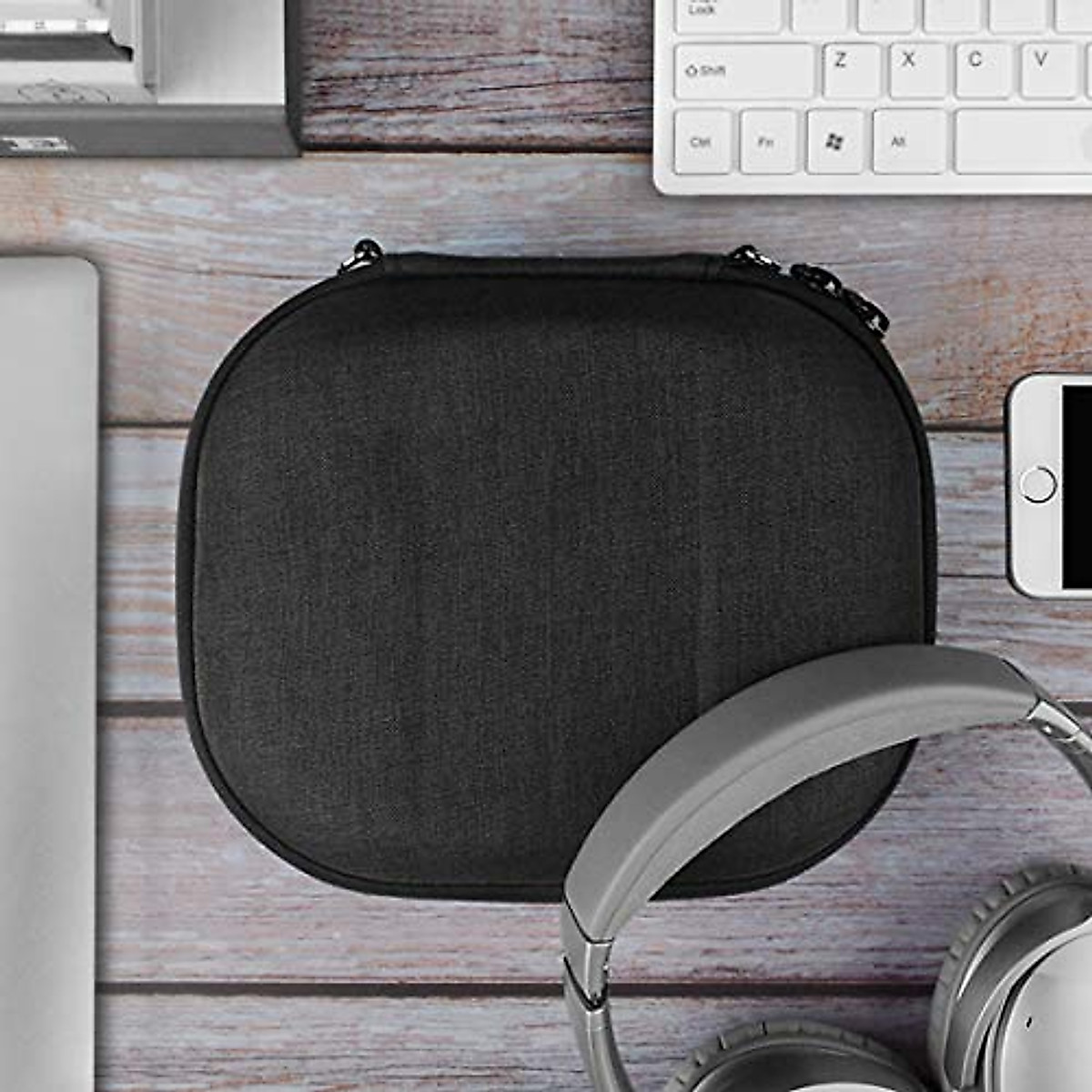 Geekria Shield Headphones Case Compatible with Bose QuietComfort 45 II, QC 35 II Gaming Headset, QC 25, QCSE Case, Replacement Hard Shell Travel Carrying Bag with Cable Storage (Dark Grey)