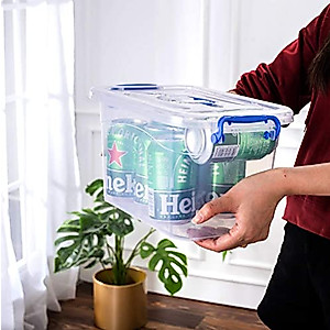 ZHENFAN 6.5 Quart Clear Storage Latch Box/Bin with Lids, 6.5 Liter Plastic Organize Bins with Handle, 4-Pack