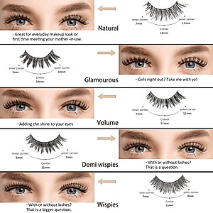 50 Pairs 5 Styles MUSELASH False eyelashes set professional 100% Handmade natural, glamorous, demi wispies, volume multipacks, cotton band, 10 Pairs Eyes Lashes Each